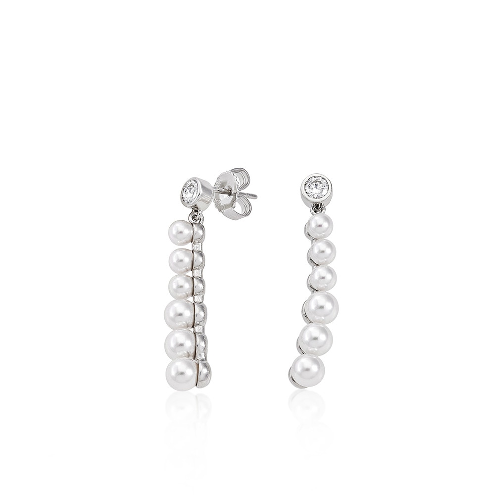 Pendientes Arabesque en plata y perlas blancas Blanco Majorica · El ...