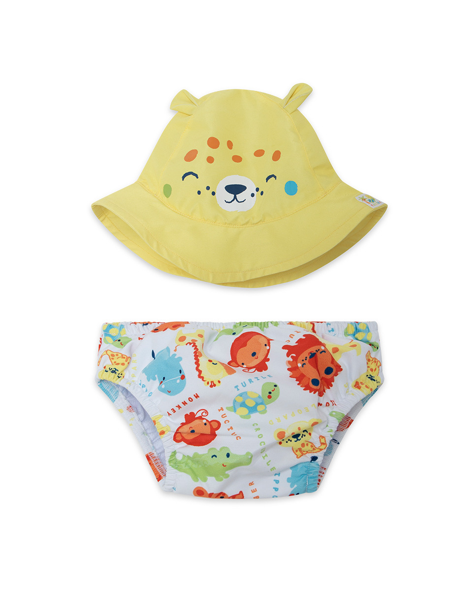 Conjunto De Bebé Niño De Culetín De Baño Y Gorro Con Estampado De