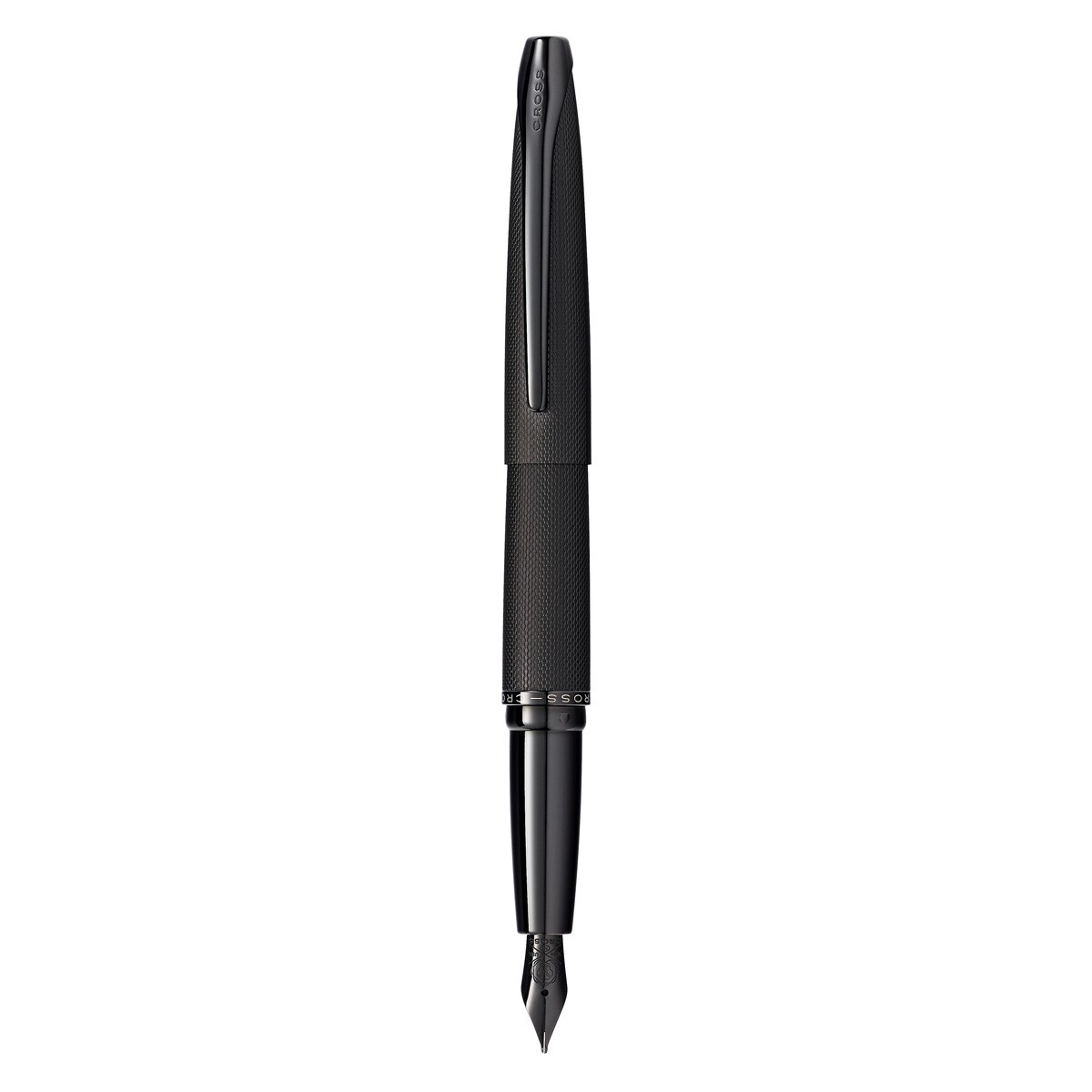 Pluma estilográfica F personalizable ATX con acabado PVD negro cepillado con grabado de diamante ...