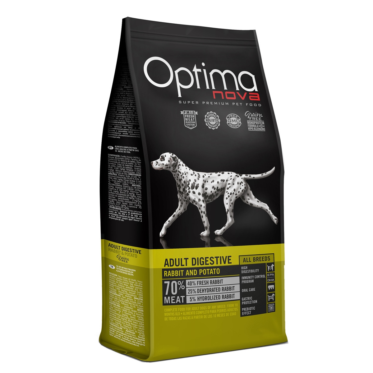 Pienso para perros adultos pequeños, medianos y grandes Optima Nova Adult Digestive conejo y ...