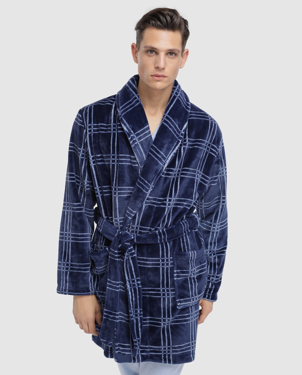 Batín de hombre de cuadros azul · El Corte Inglés