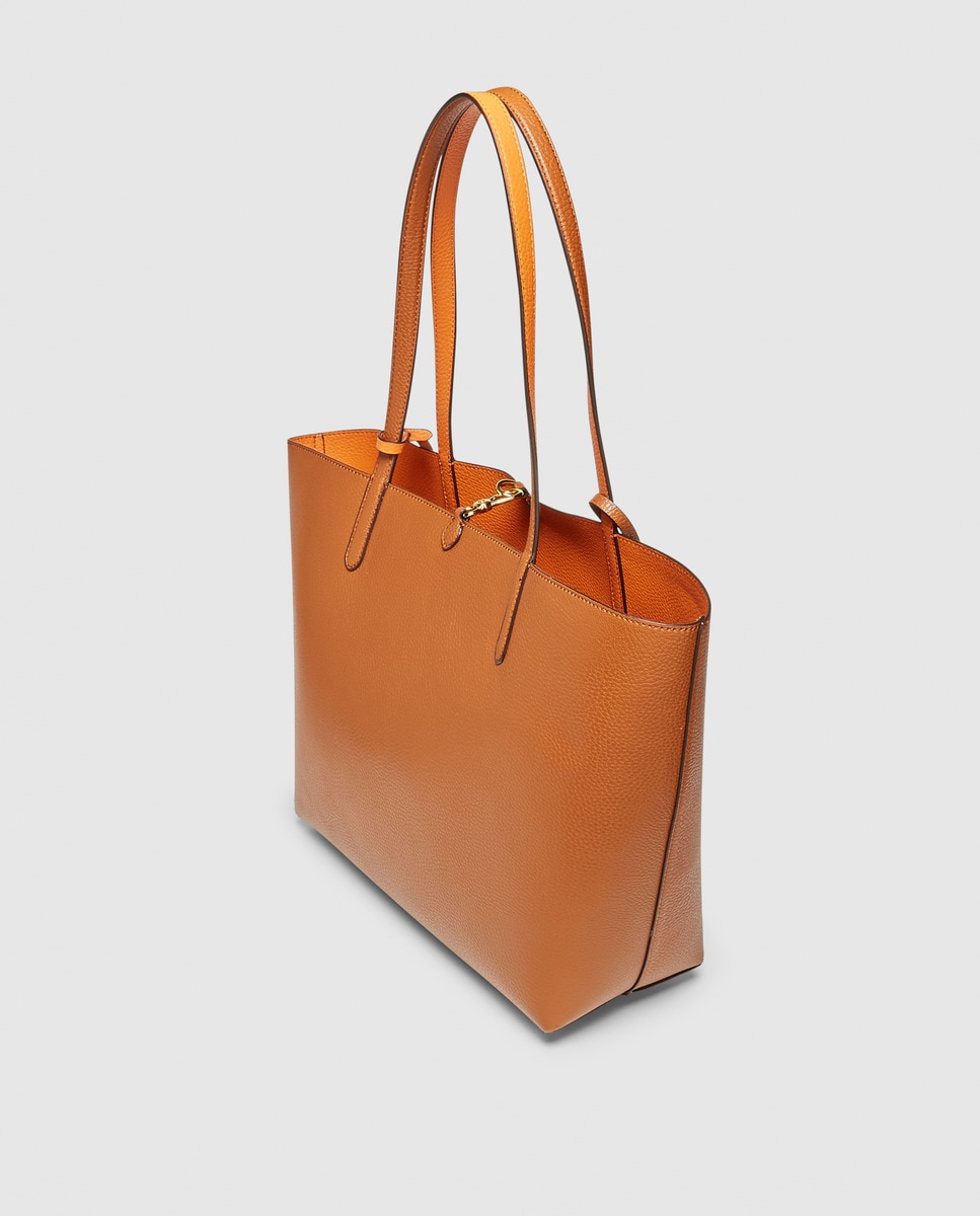 Mala tote reversível castanha e laranja · Lauren Ralph Lauren · El ...