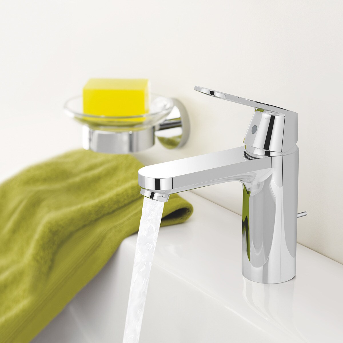 Grifo monomando con caño medio y vaciador para lavabo Eurosmart ...