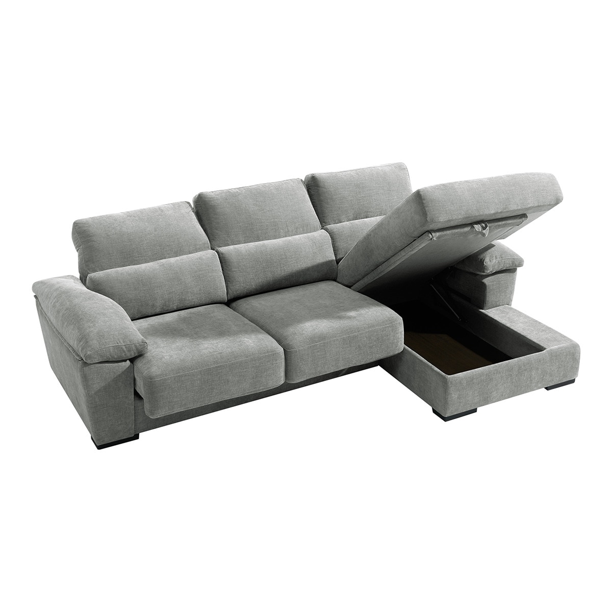 Sofá tapizado de 5 plazas con asientos deslizantes y chaiselongue ...
