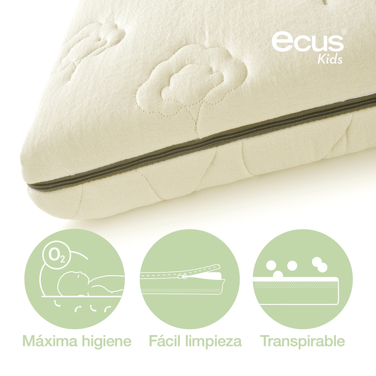 Colchón para Cuna Ecus Kids Organic Algodón Eco crema (disponible en ...