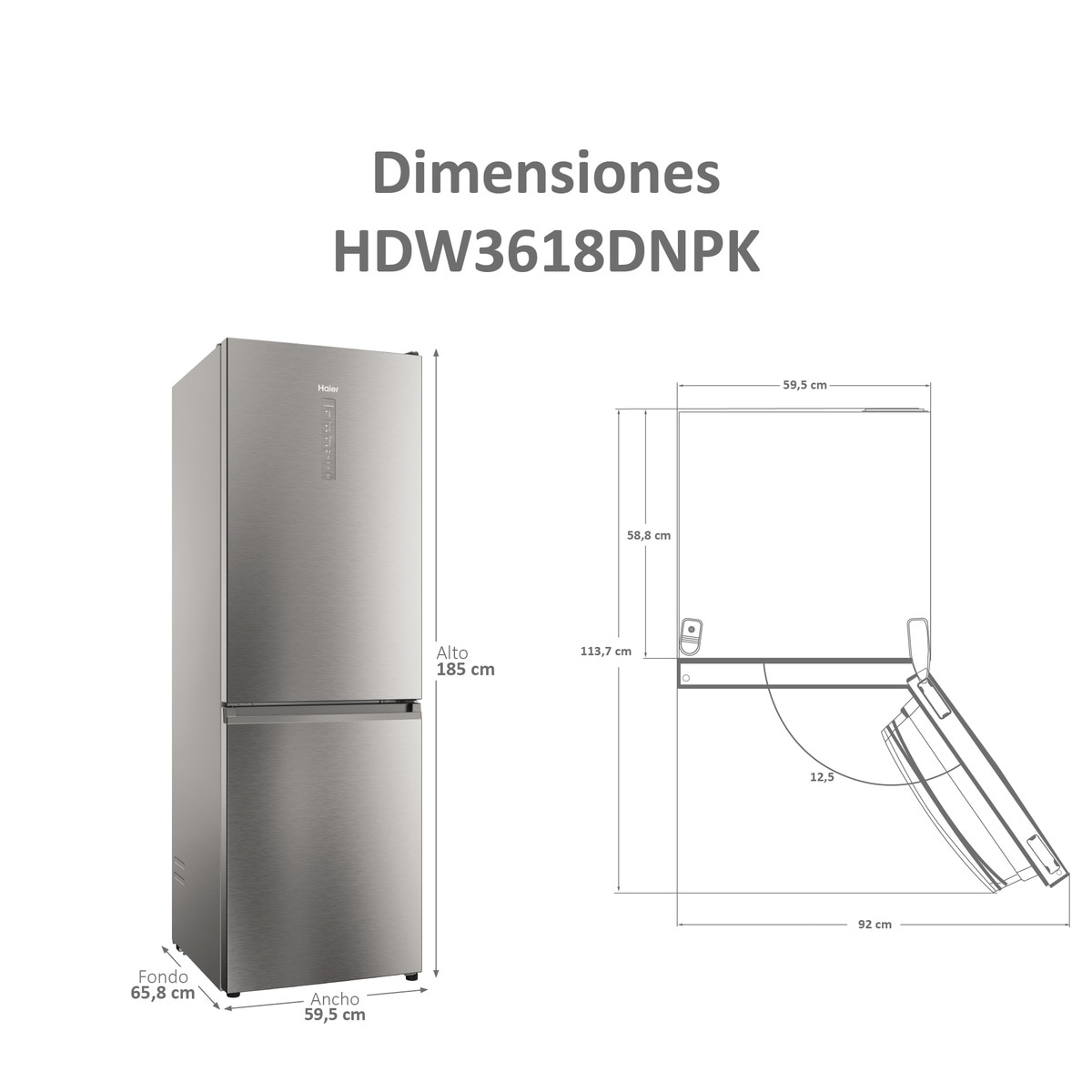 Frigorífico Combi Haier Total No Frost con WIFI 2D - HDW3618DNPK ...