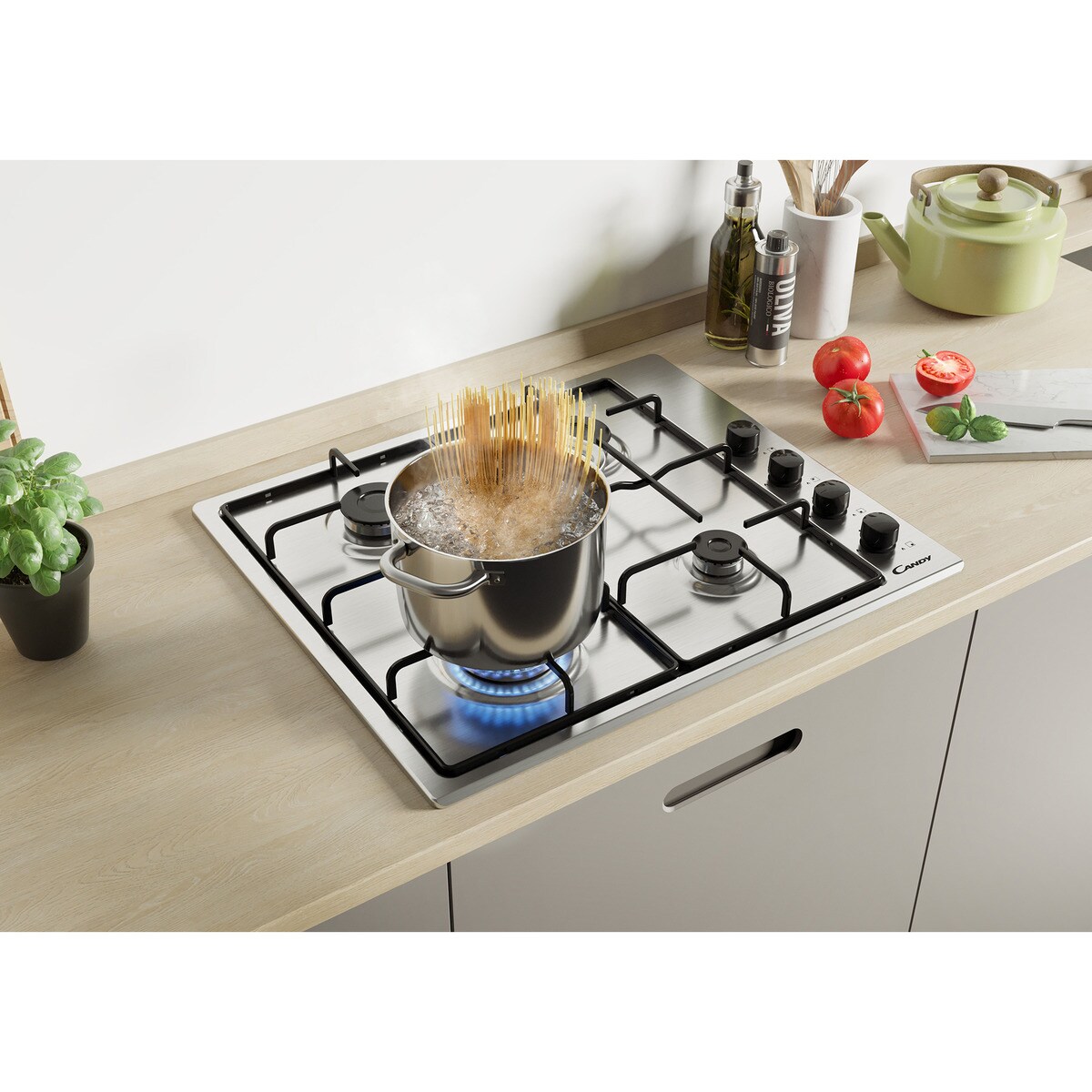 Placa de gas Candy de 60 cm, con 4 zonas de coccion - CHW6LBX/4U2 · Candy · El Corte Inglés