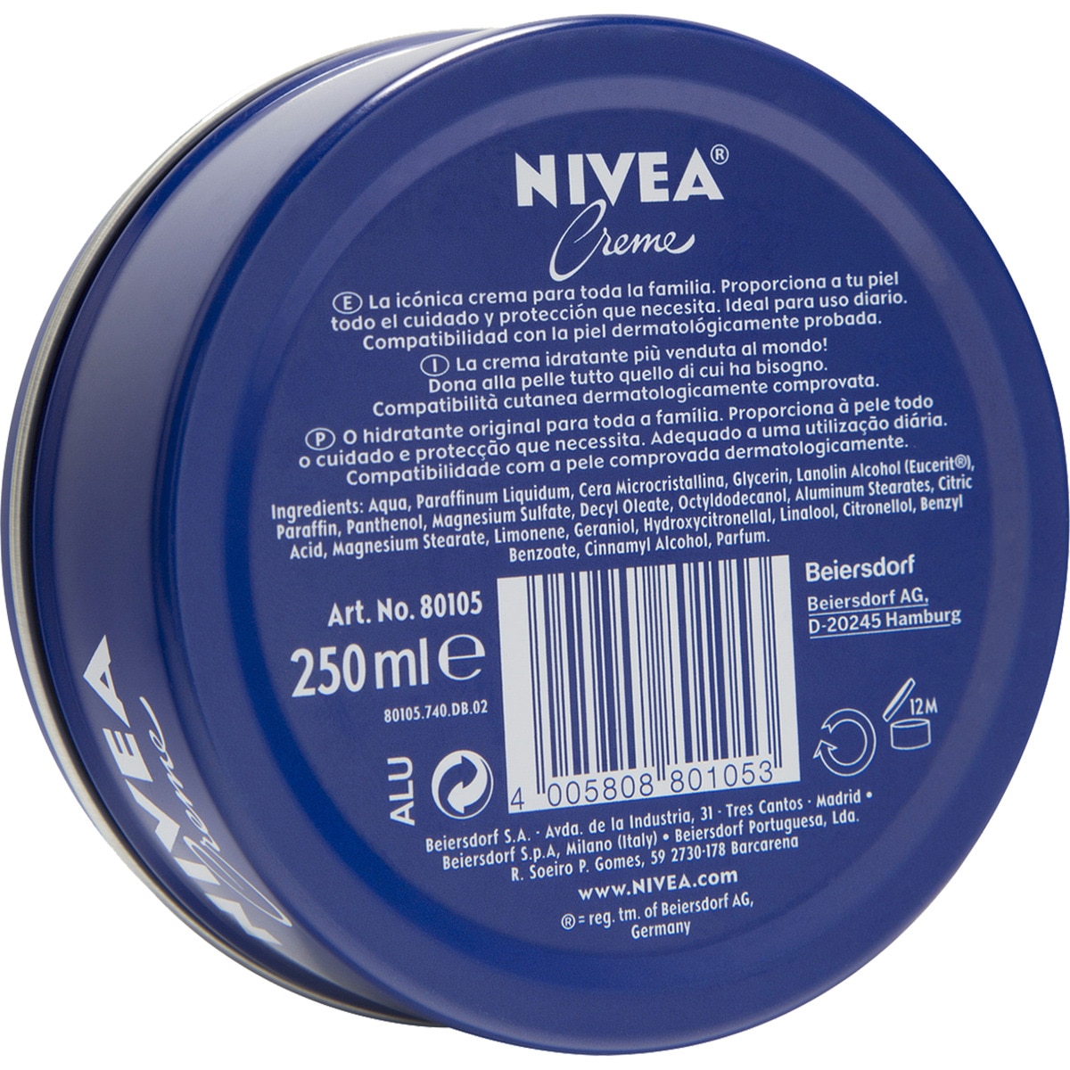 Comprar Creme crema corporal lata 250 ml · NIVEA · Supermercado Supermercado Hipercor