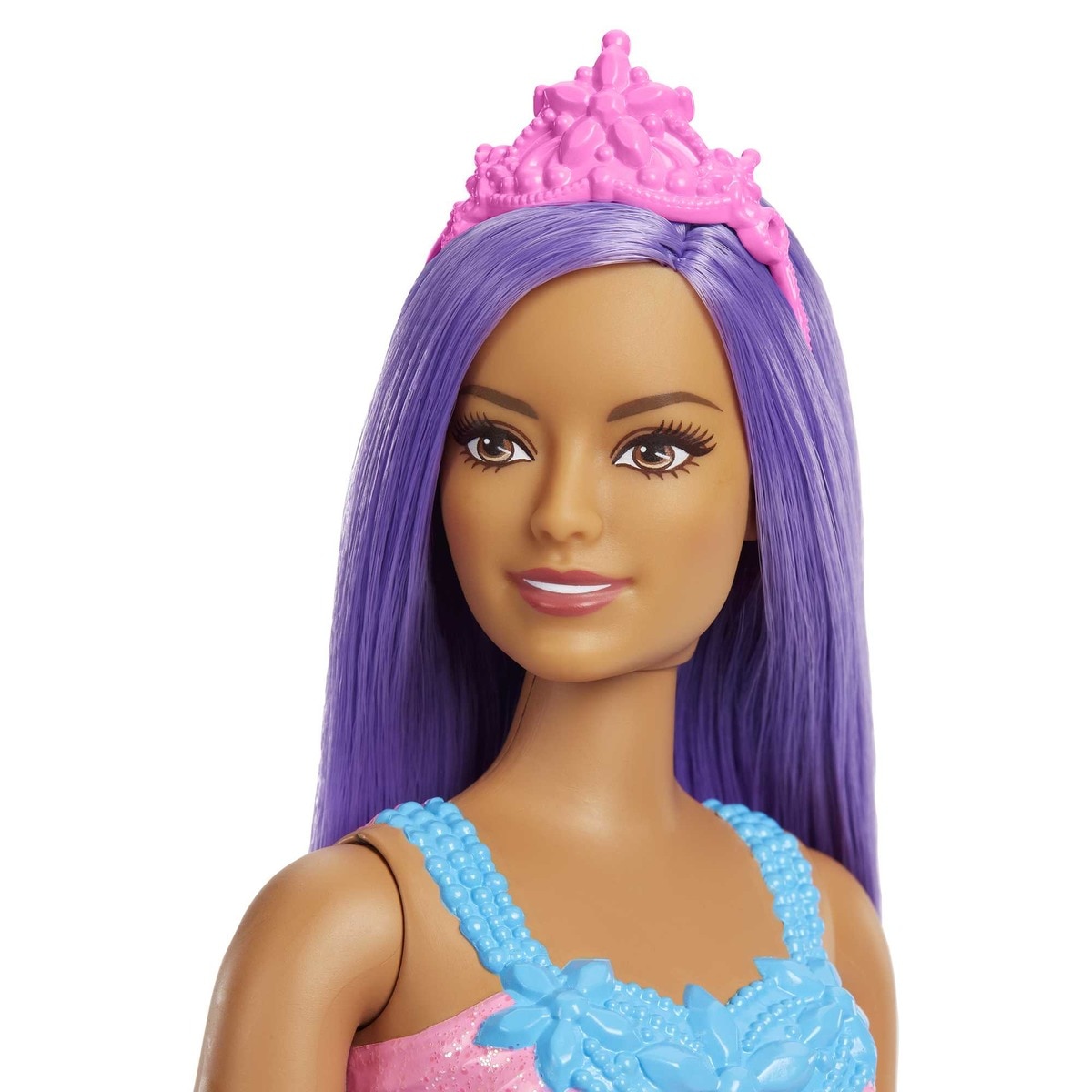 Barbie Princesa Muñeca morena con corona morada y falda estampada de ...