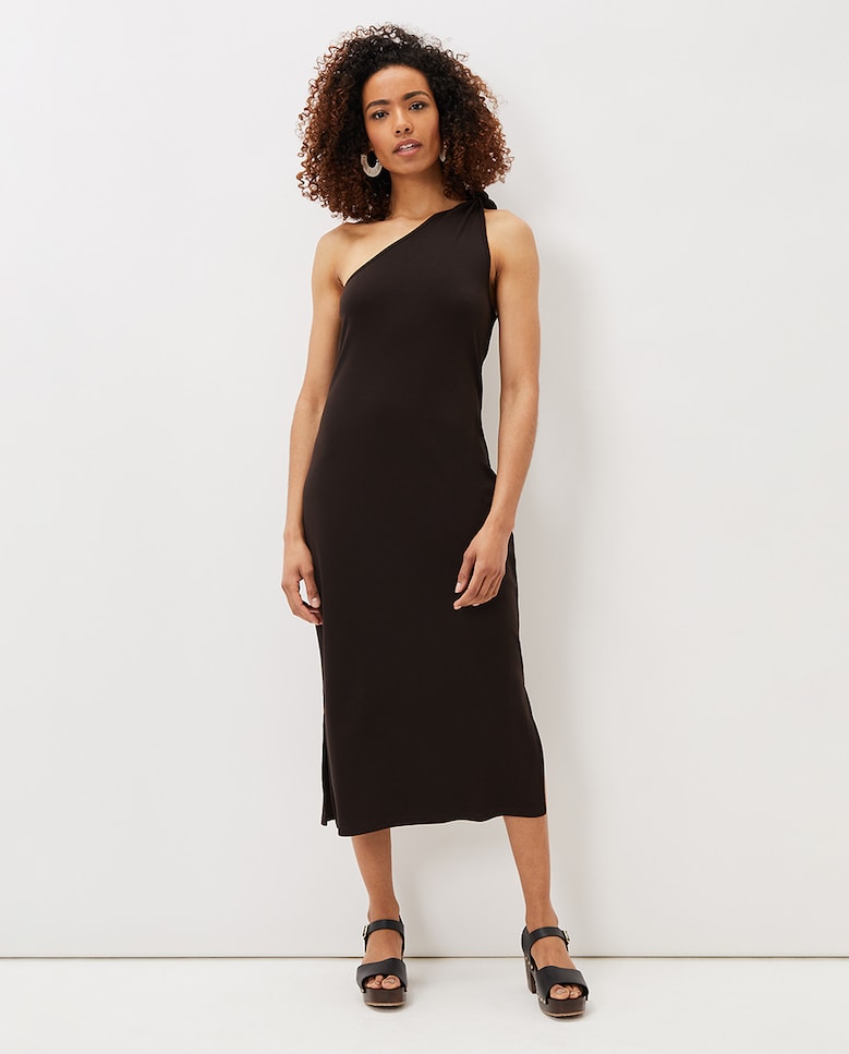 Vestido midi con un hombro asimétrico en marrón · Phase Eight