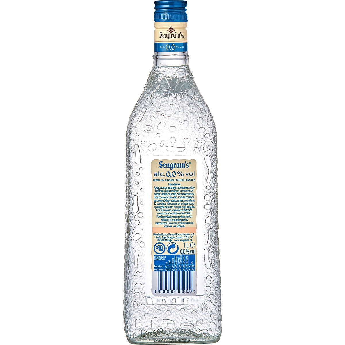 0,0 ginebra Dry Gin sin alcohol botella 70 cl · SEAGRAM'S ...