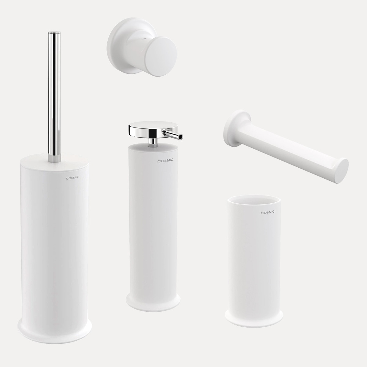 Colección de accesorios de baño en blanco mate Geyser Cosmic · Cosmic ...