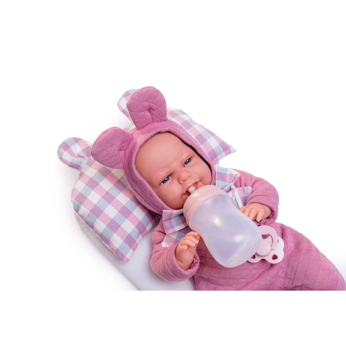 Muñeca Recién Nacida Baby Carla palabritas orejitas con cojín-cuna ...