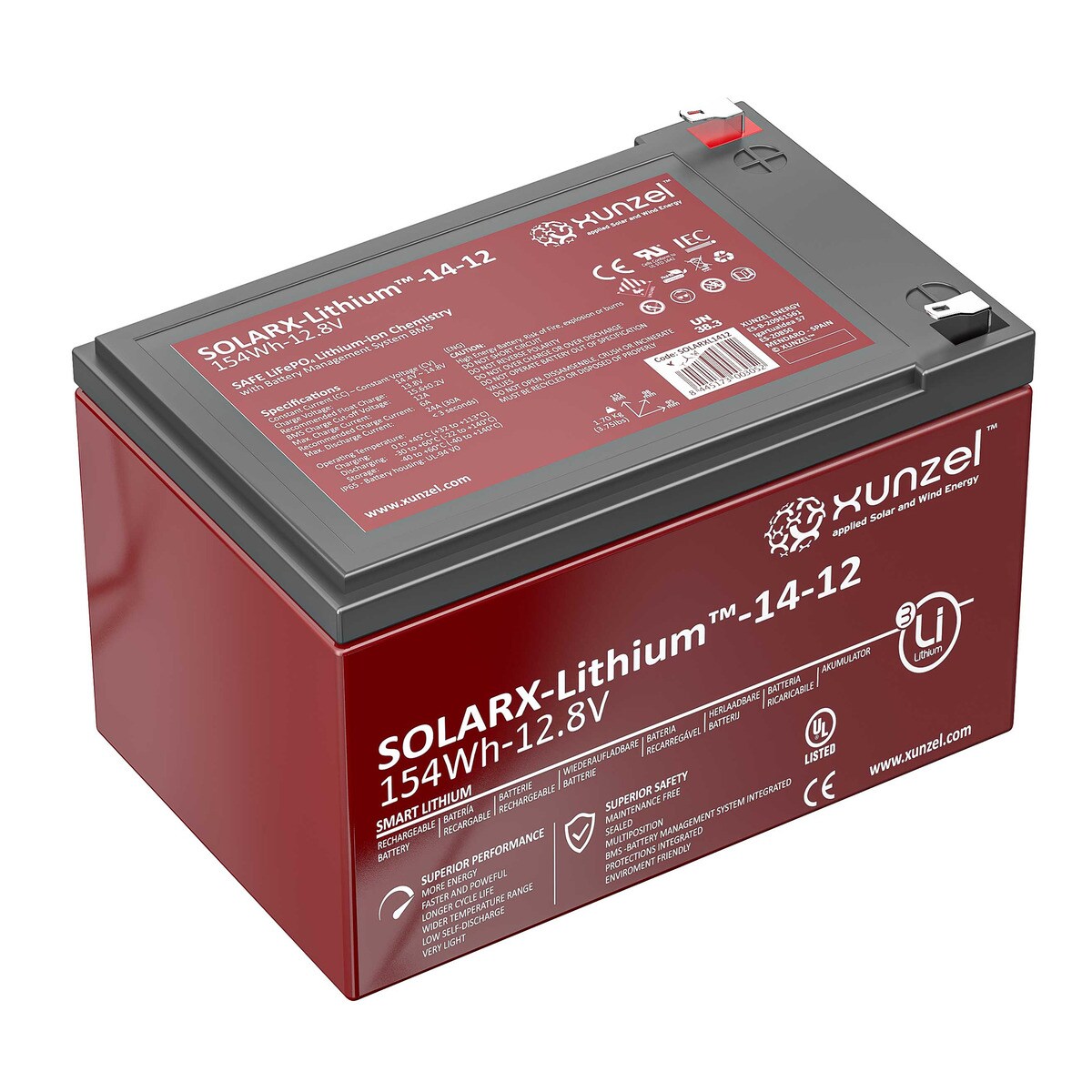 Batería Solar Litio SOLARX-Li-14 154Wh 12V · Xunzel · El Corte Inglés
