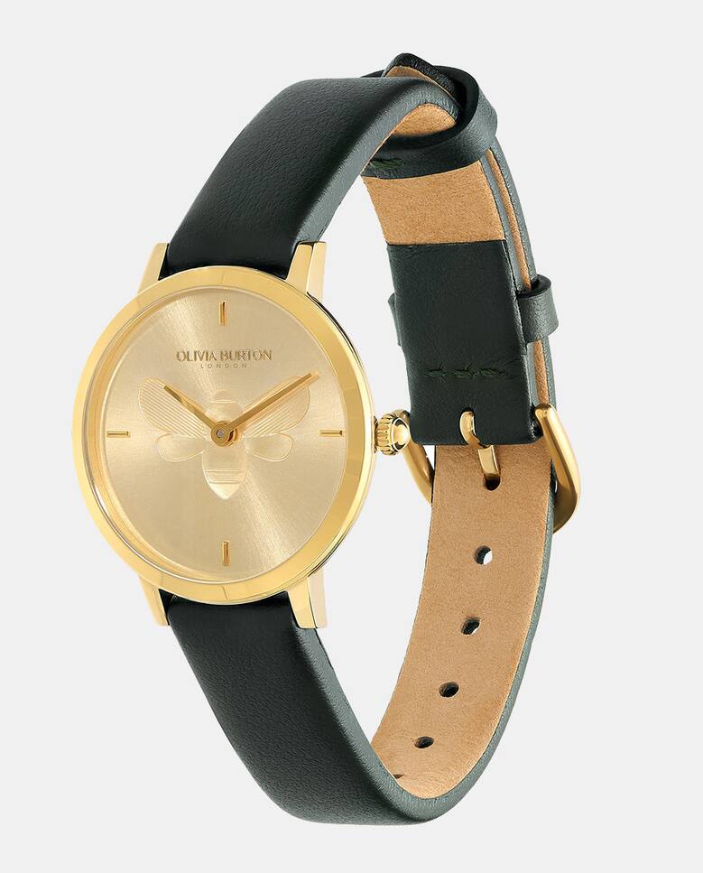 Reloj de mujer Ultra Slim Bee 24000017 de piel verde · Olivia Burton