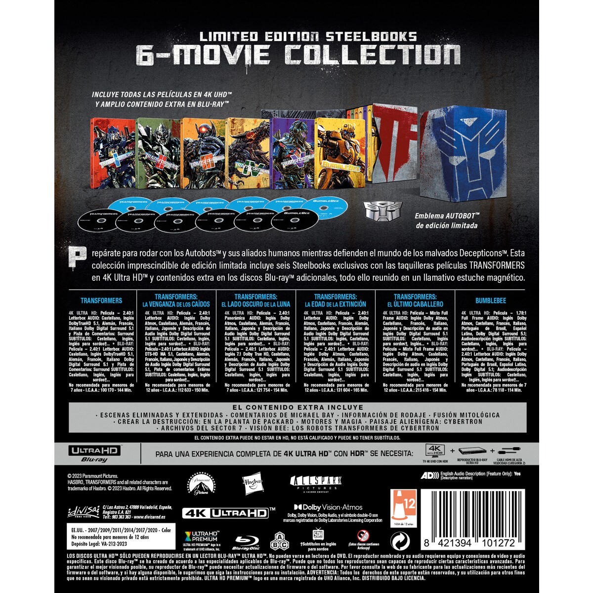 Transformers: 6-movie collection (Edición Metálica) (4K Ultra HD + Blu ...