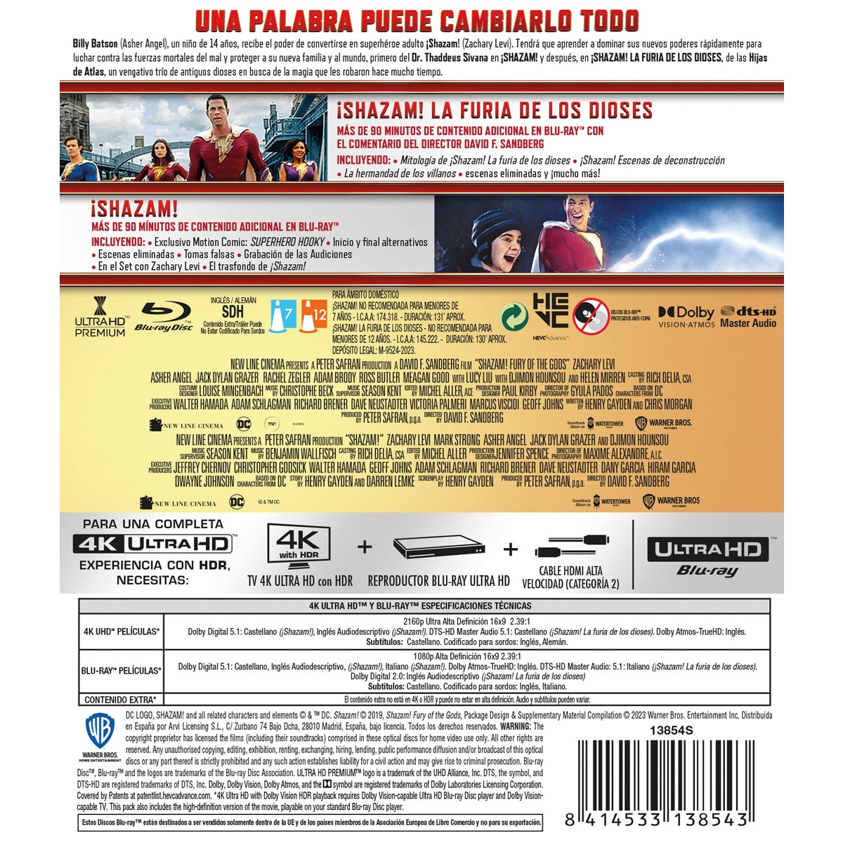 Pack ¡Shazam! 1-2 (4K Ultra HD + Blu-Ray) · Warner · El Corte Inglés