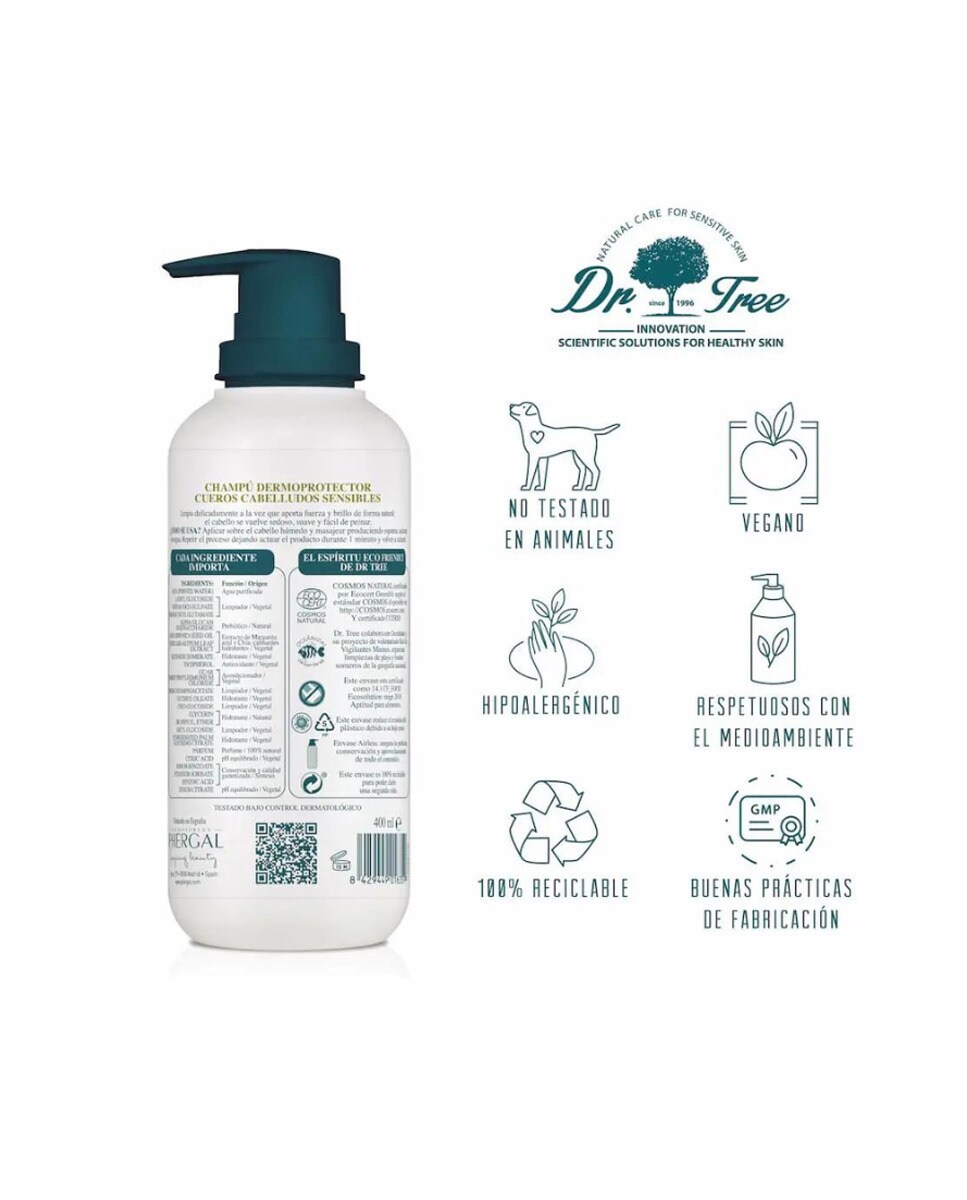 Champú Dermoprotector Natural Cuero Cabelludo Sensible 400 ml Dr. Tree ...