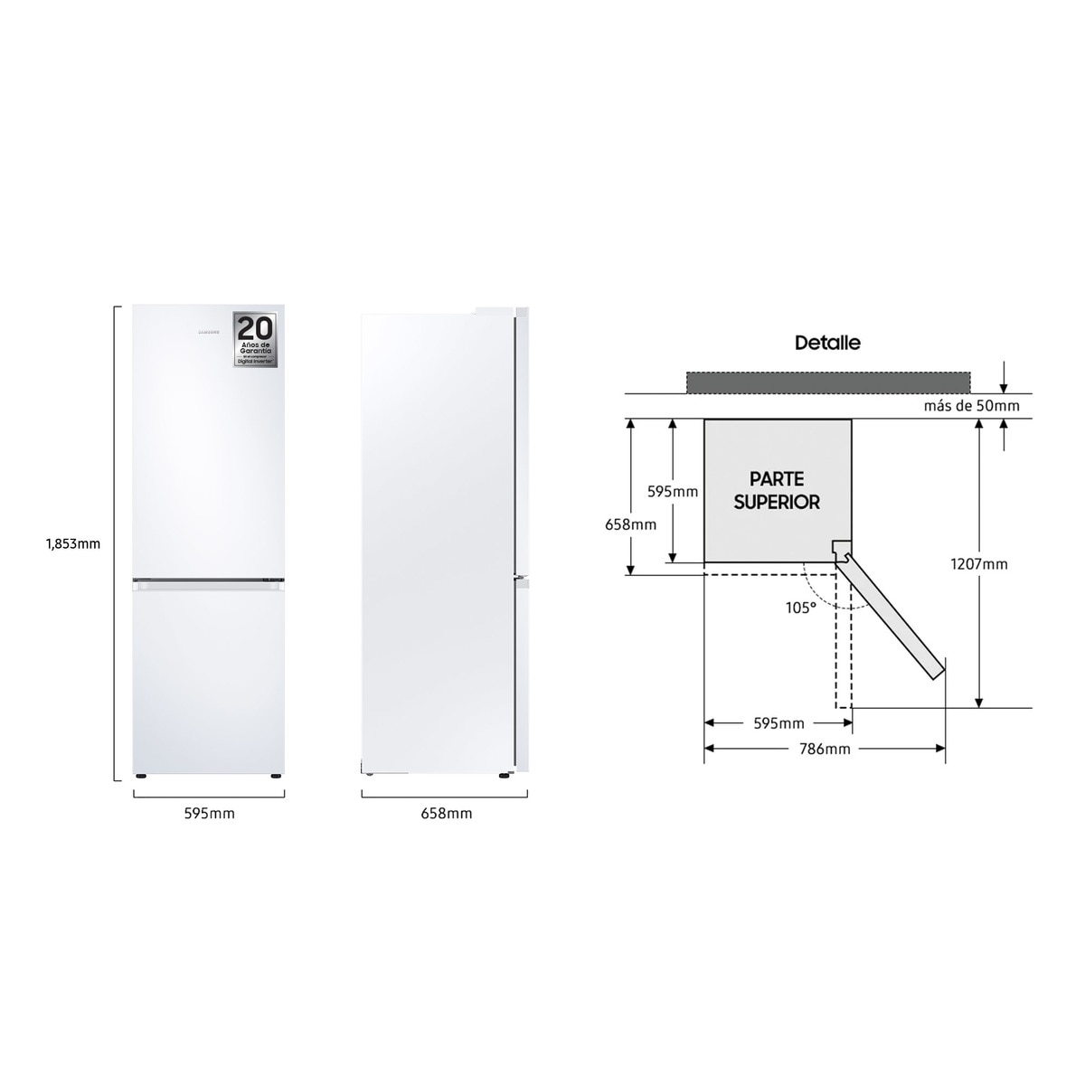 Frigorífico Combi Samsung con tecnología SpaceMax, Smart - RB34C600DWW/EF · Samsung · El Corte ...