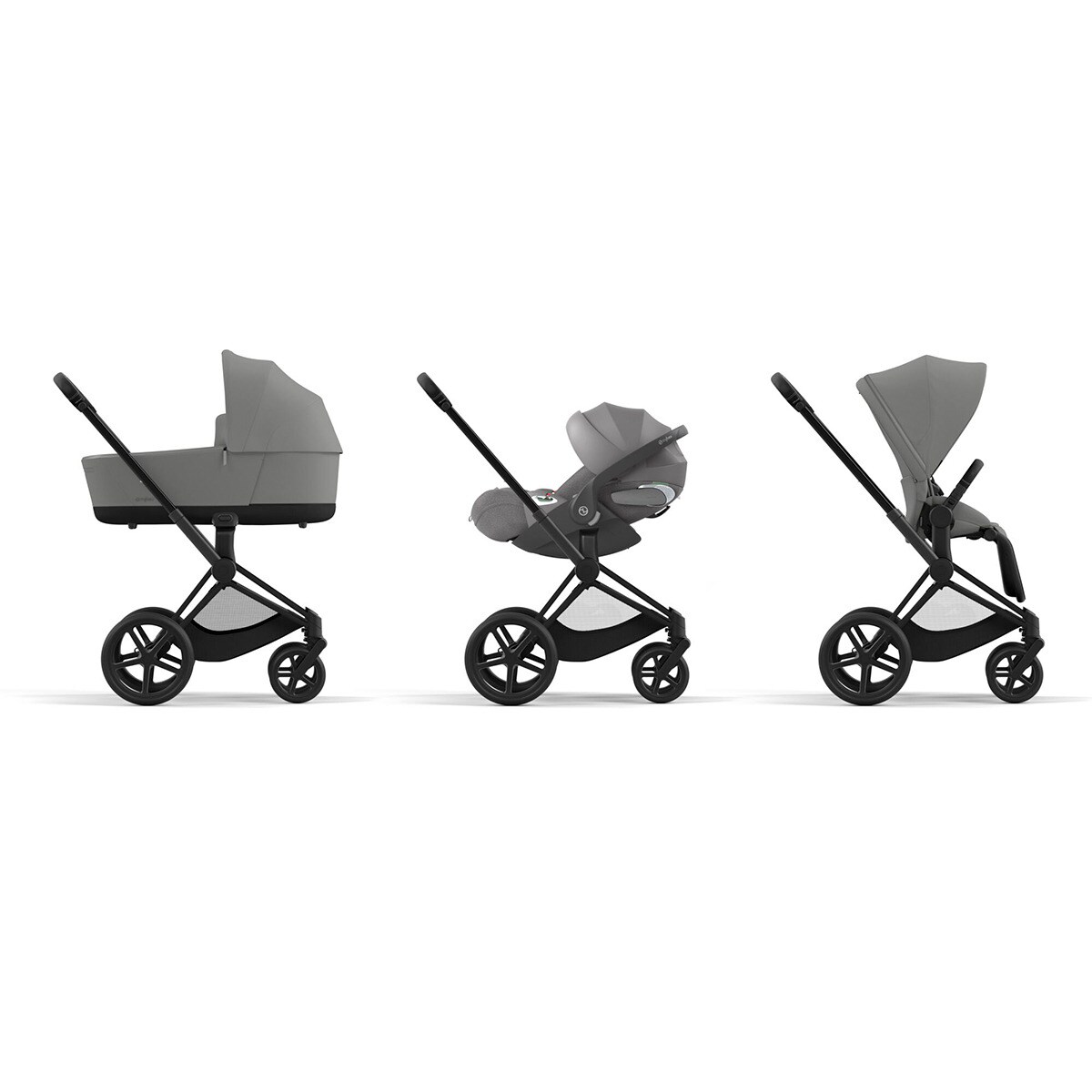 Carro de bebé trío Cybex PRIAM con Chasis Matt Black, Seat Pack, Capazo ...