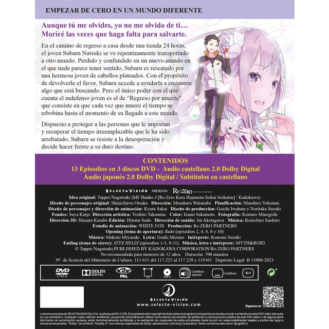 Re-Zero. Serie Completa (DVD) · SELECTA VISION · El Corte Inglés