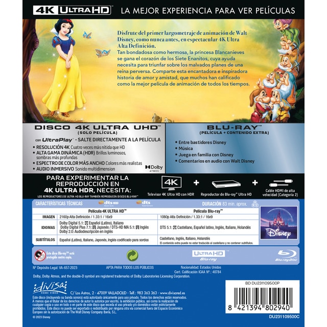 Blancanieves y los siete enanitos (4K Ultra HD + Blu-Ray) · DIVISA RED S.A. · El Corte Inglés