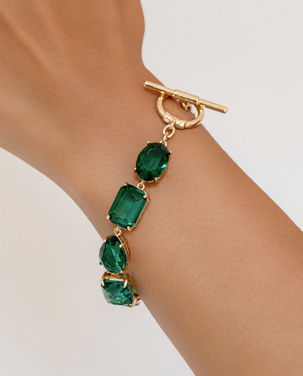 Pulsera Georgette dorada con cristal esmeralda · Lauren Ralph Lauren ...