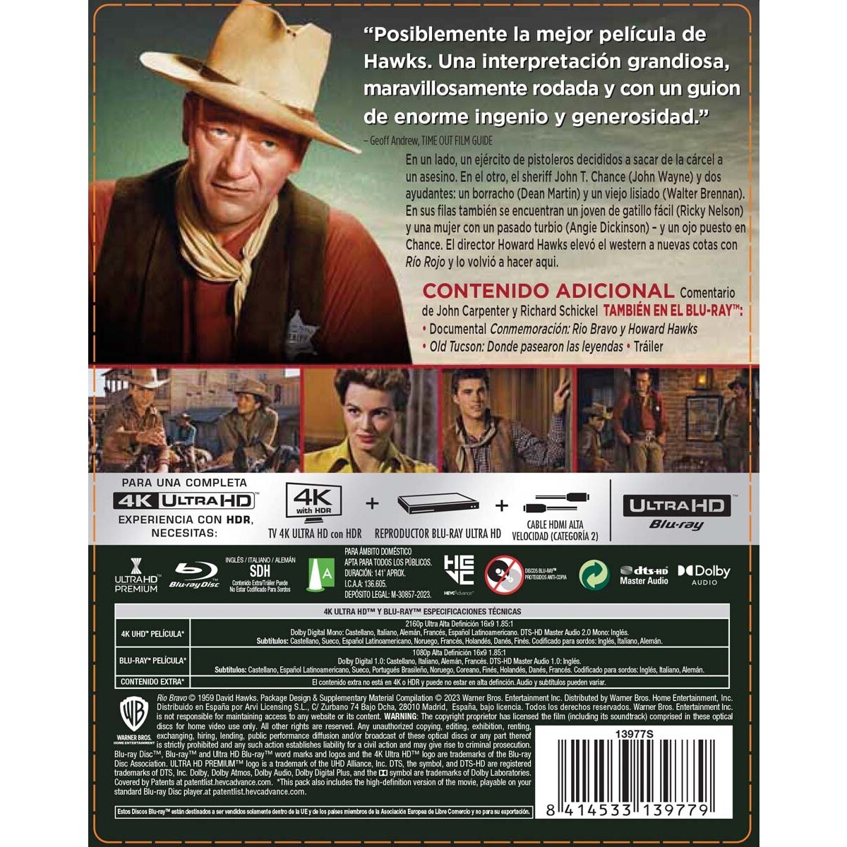 Río Bravo (Edición Metálica) (4K Ultra HD + Blu-Ray) · Warner · El Corte Inglés