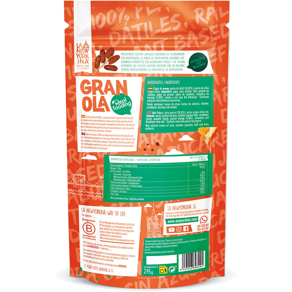 Realfooding granolas con ralladura de naranja y dátil envase 275 g · LA ...
