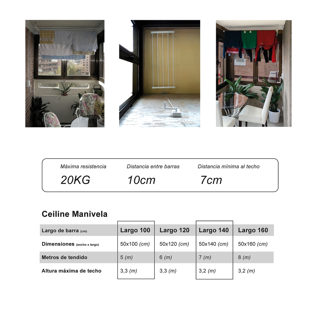 Tendedero techo manivela Ceiline · EFEGETE · El Corte Inglés