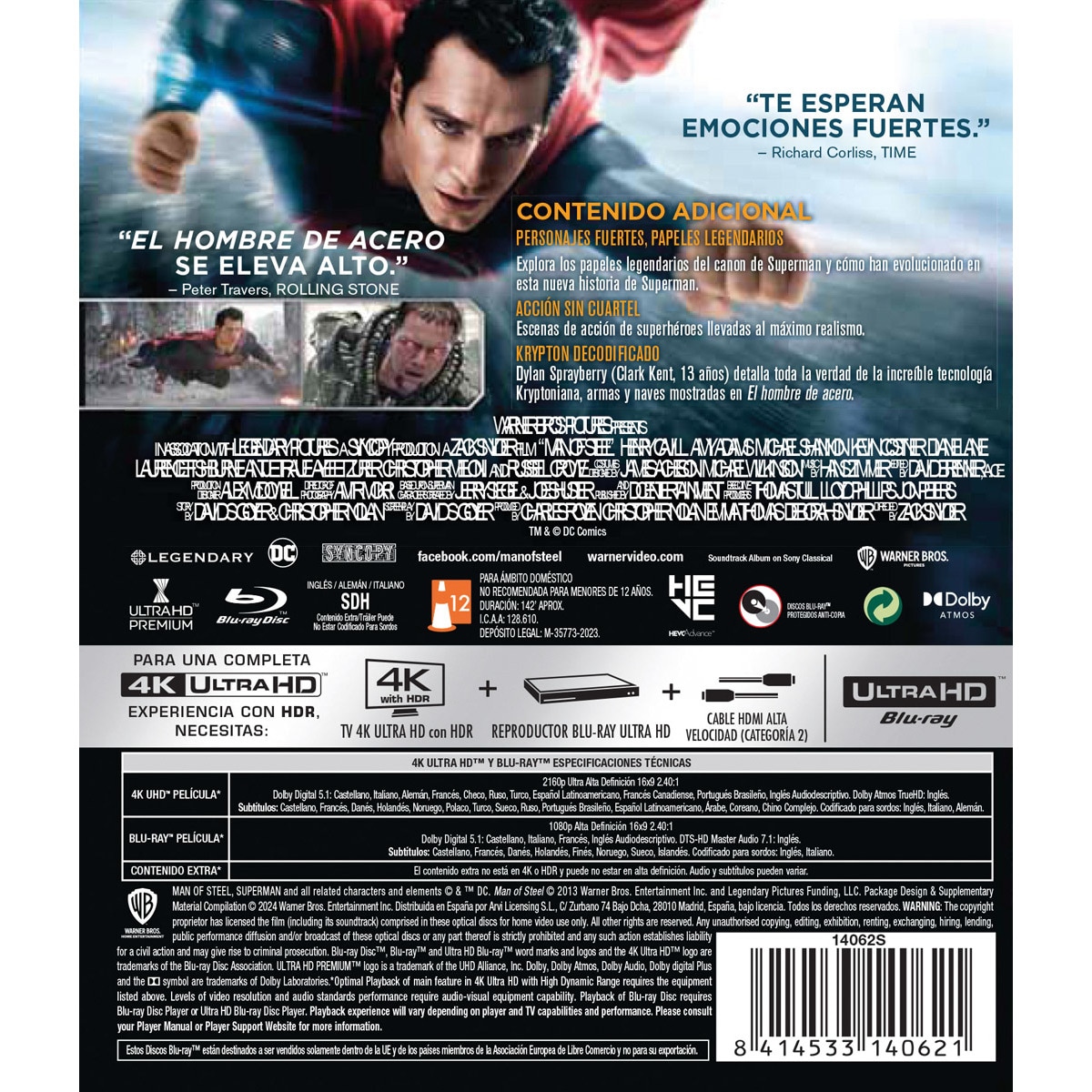 El hombre de acero (4H Ultra HD + Blu-Ray) · Warner · El Corte Inglés