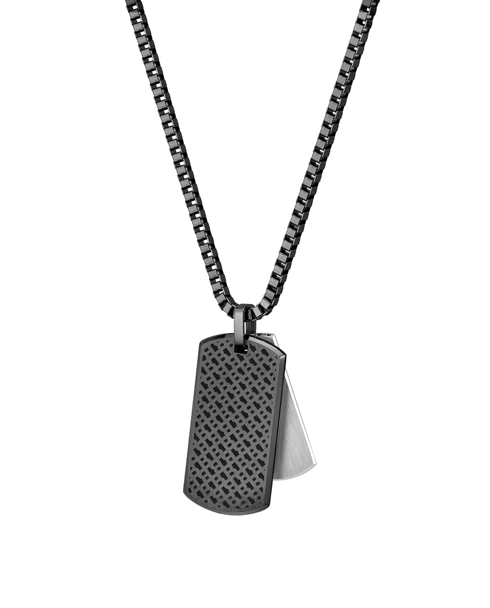 Colgante de hombre Devon de acero IP negro con dos chapas · Boss · El ...