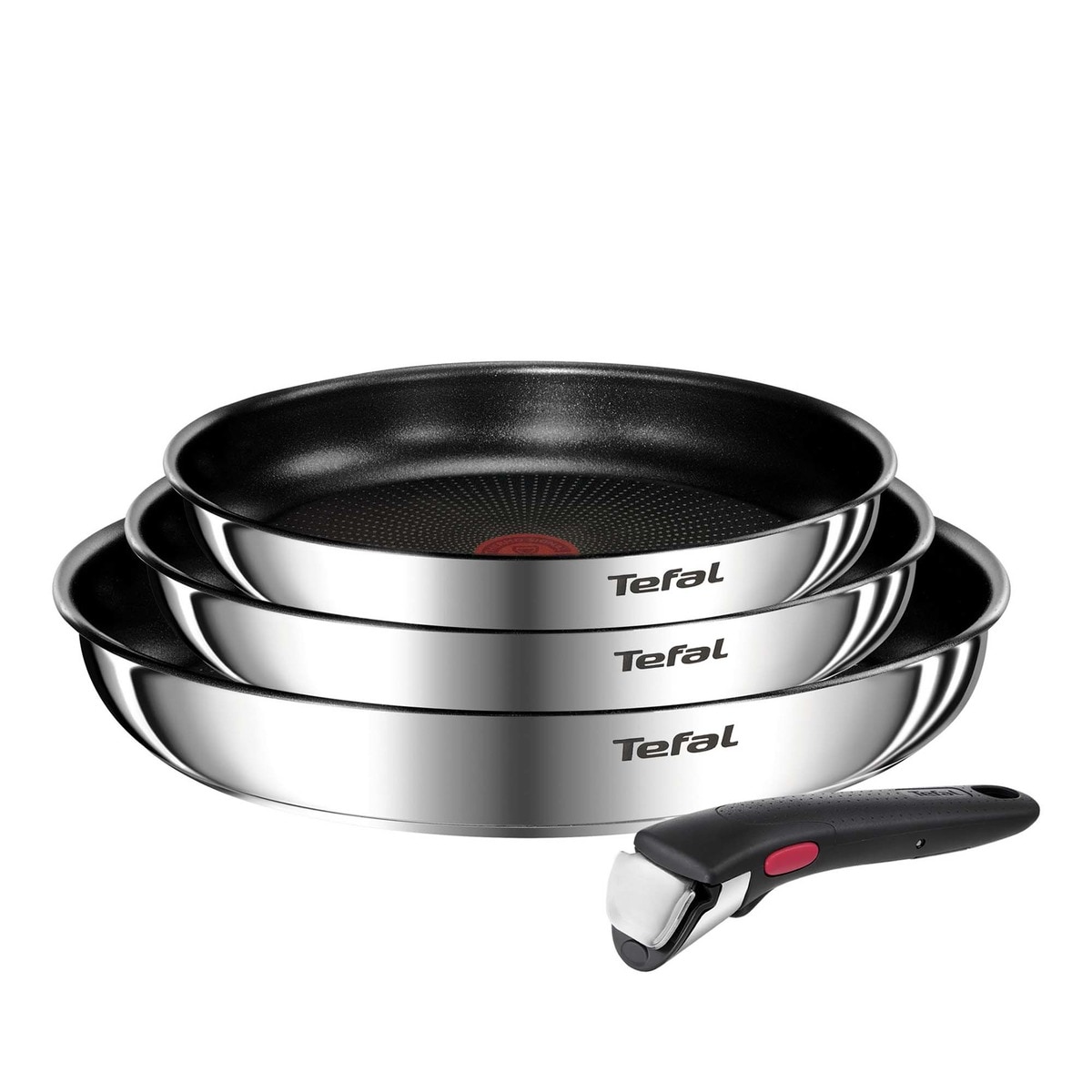 Set de 3 sartenes acero inoxidable + mango extraíble Ingenio Tefal ...