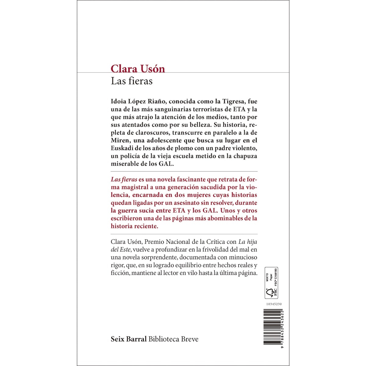 Las fieras (Tapa blanda con solapas) · SEIX BARRAL · El Corte Inglés