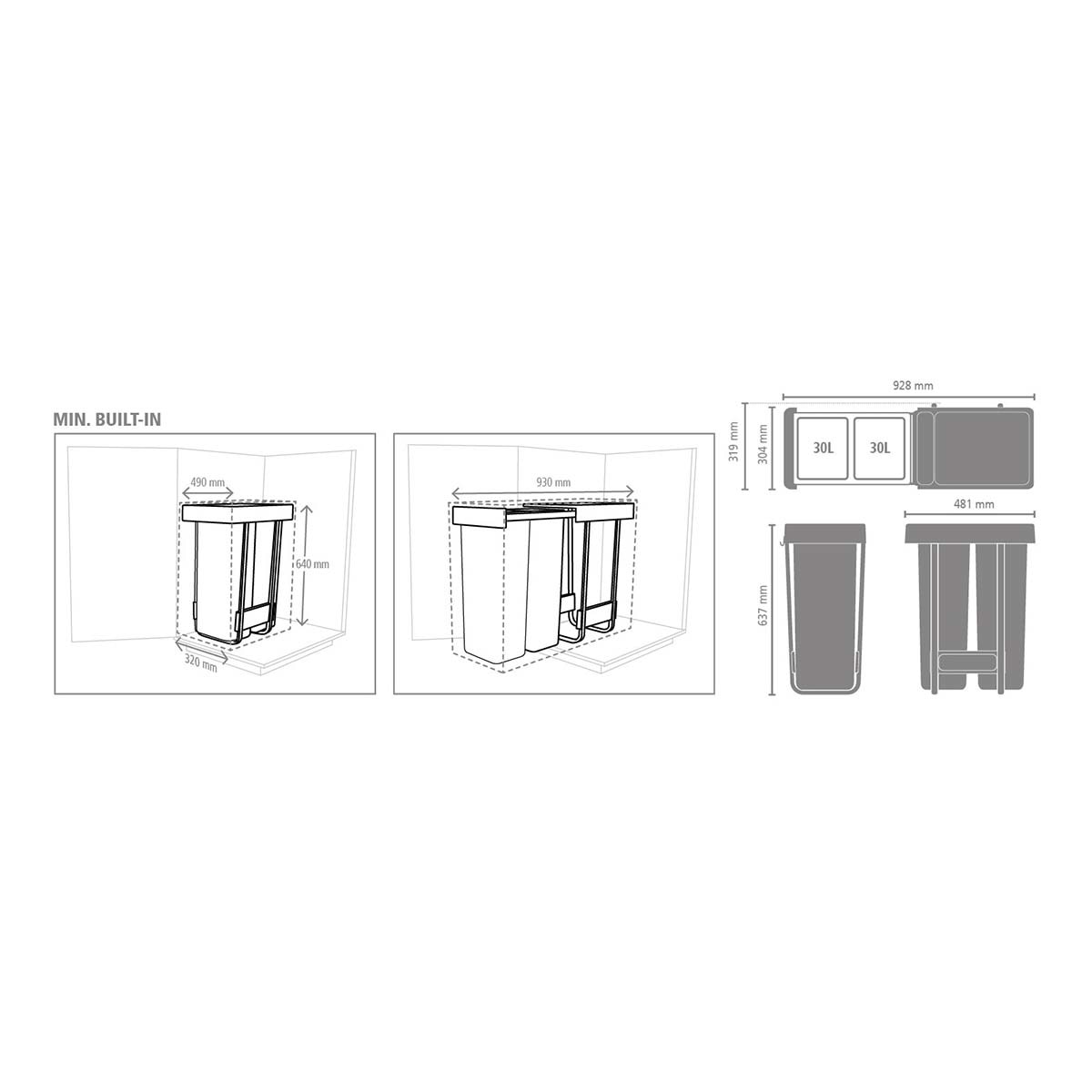 Cubo de basura integrado para reciclar Sort&Go 2 x 30 L Brabantia ...