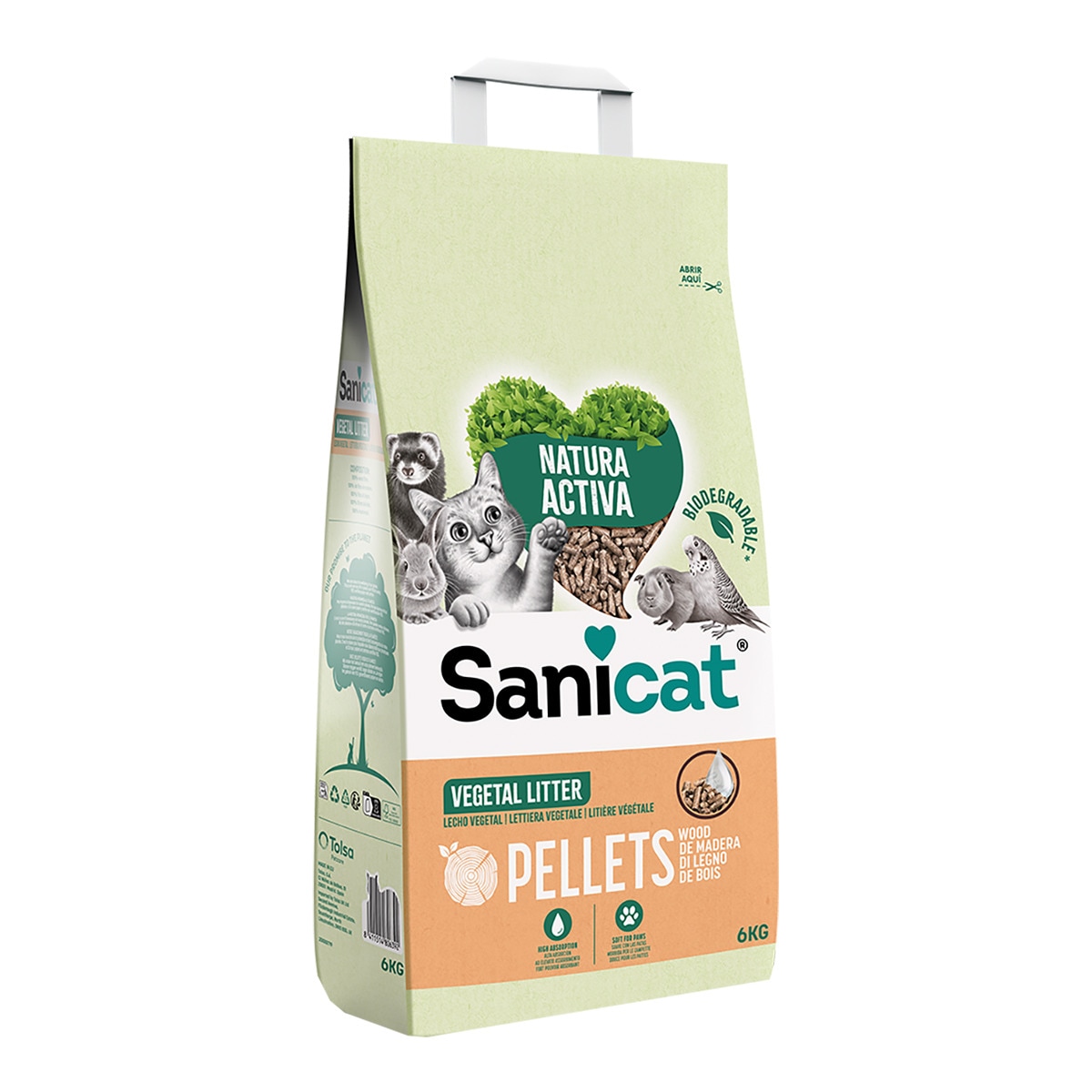 Lecho ecológico Sanicat para gatos, roedores y pájaros Natura Activa ...