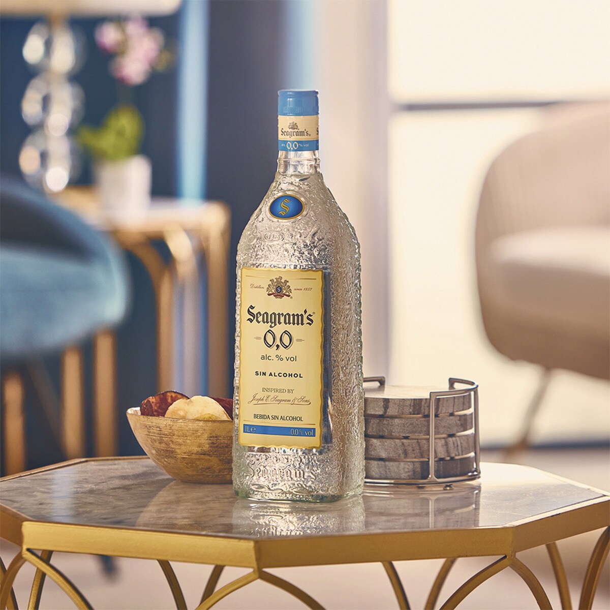 0,0 ginebra Dry Gin sin alcohol botella 70 cl · SEAGRAM'S ...