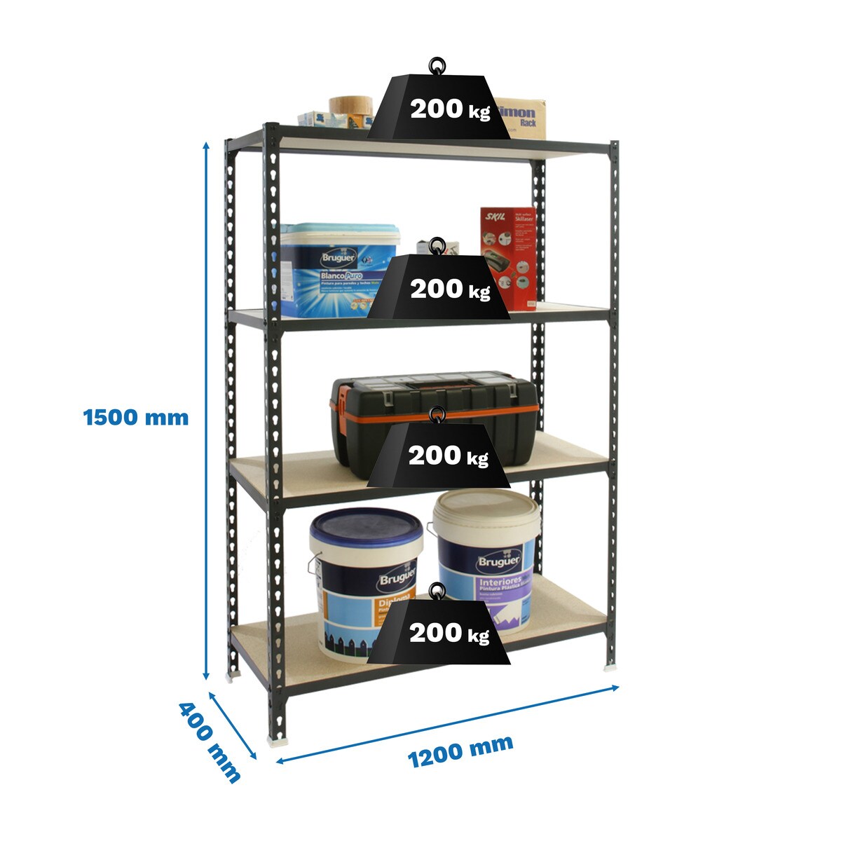 Estantería metálica Maderclick Megaplus 4 Baldas 120x150x40 cm · SIMONRACK · El Corte Inglés