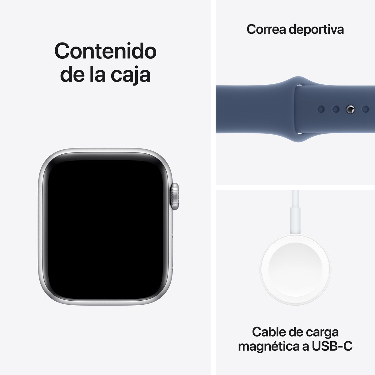 Apple Watch SE GPS 44mm Aluminio Plata con correa Deportiva Azul Denim ...