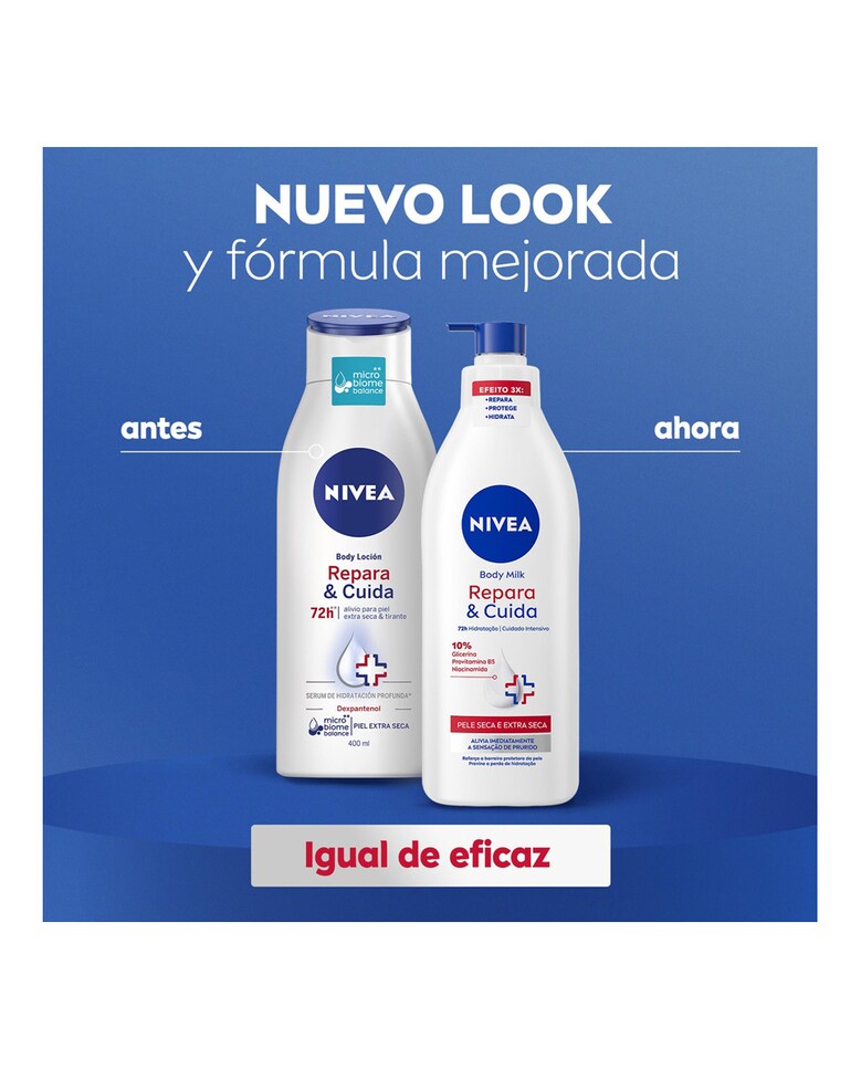 Loción Corporal Hidratante con Dispensador Body Milk Repara y Cuida 400 ml Nivea · NIVEA · El ...