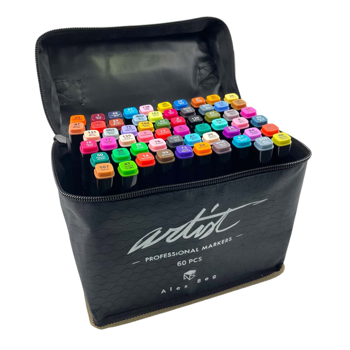 Bolsa canvas 60 rotuladores Professional Markers doble punta, biselada ...