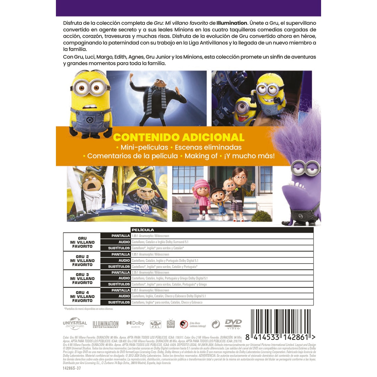Pack Gru mi villano favorito 1-4 (DVD) · UNIVERSAL · El Corte Inglés