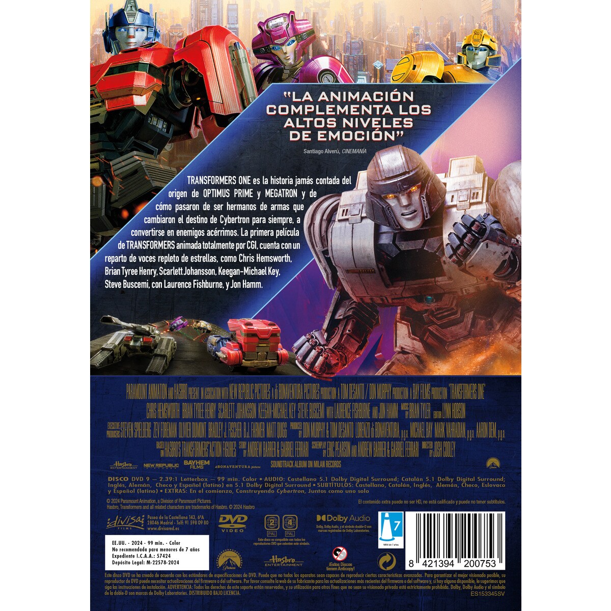Transformers one (DVD) · DIVISA RED S.A. · El Corte Inglés