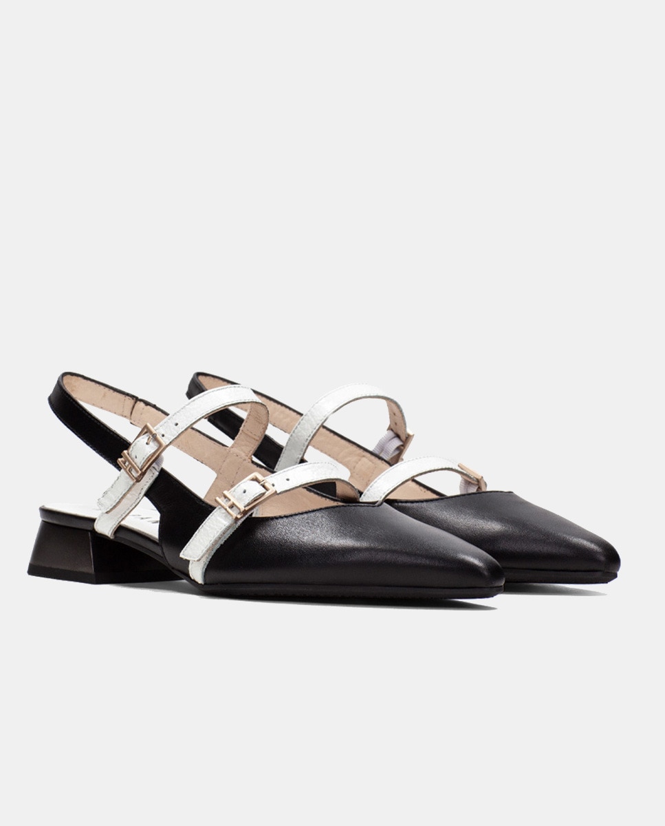 Zapato de mujer bailarina destalonadas bicolor con acordonado ...