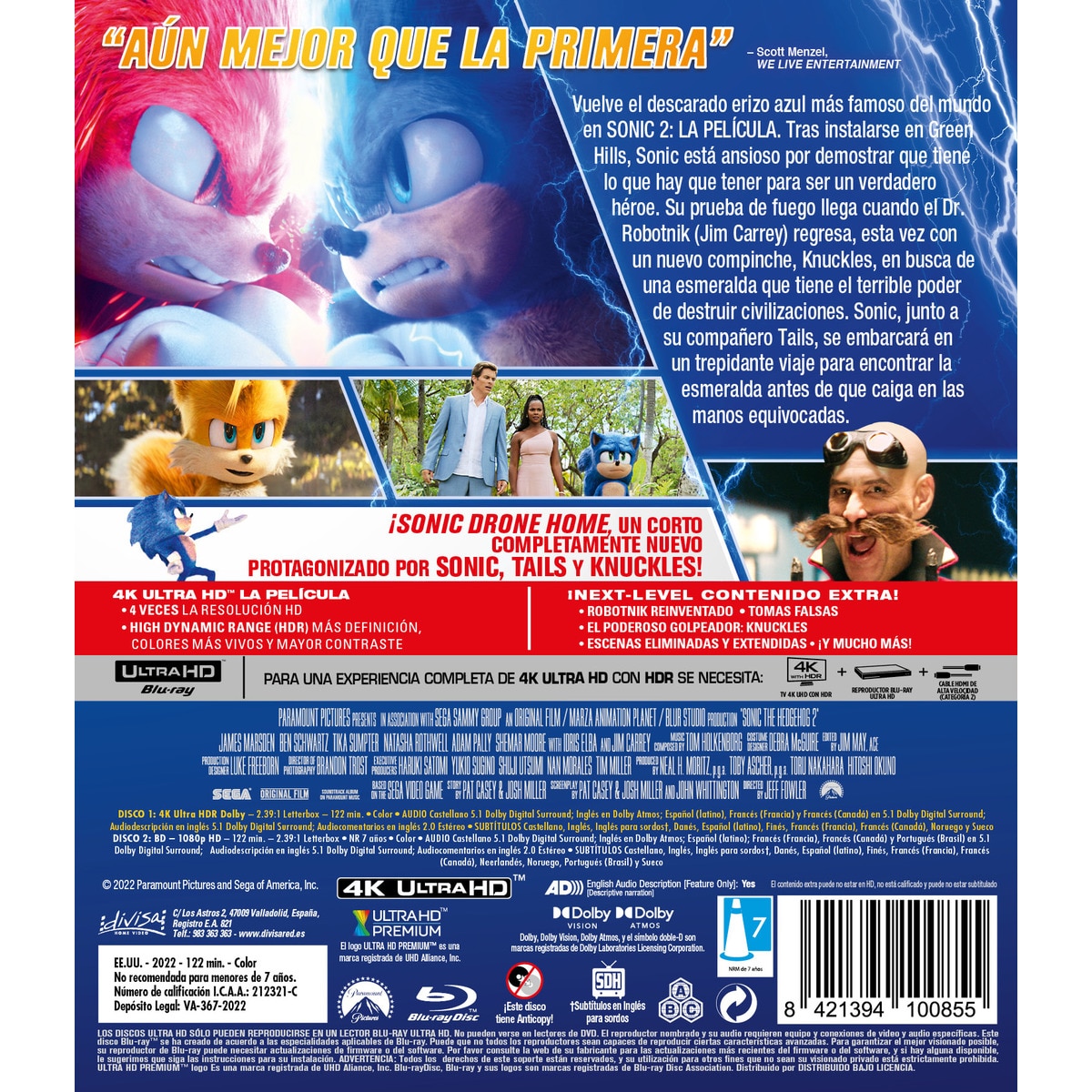 Sonic 2: La Película (4K Ultra HD + Blu-Ray) · DIVISA RED S. A. · El ...