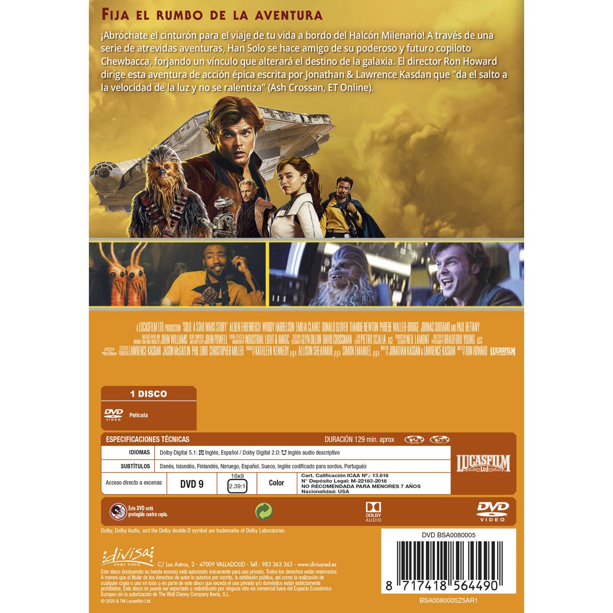 Han Solo, Una Historia de Star Wars (2020) (DVD) · Disney · El Corte Inglés