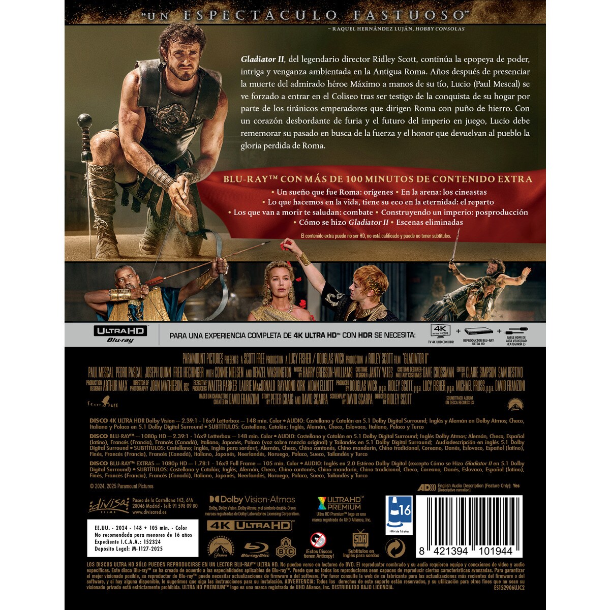 Gladiator II (Edición Metálica Coleccionista 2) (4K Ultra HD + Blu-Ray) · DIVISA RED S.A. · El ...