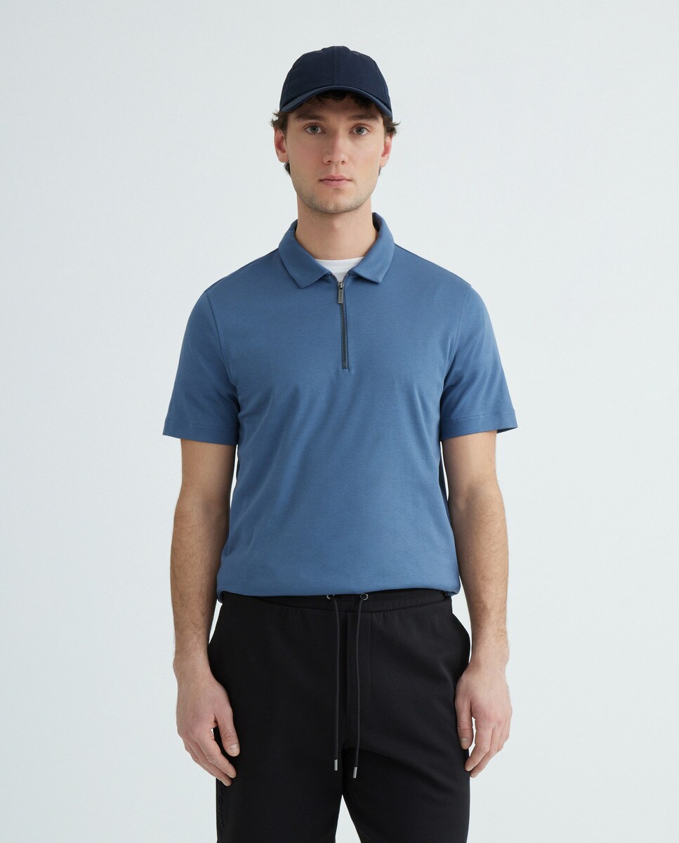 Polo de hombre de manga corta en interlock con cierre cremallera ...