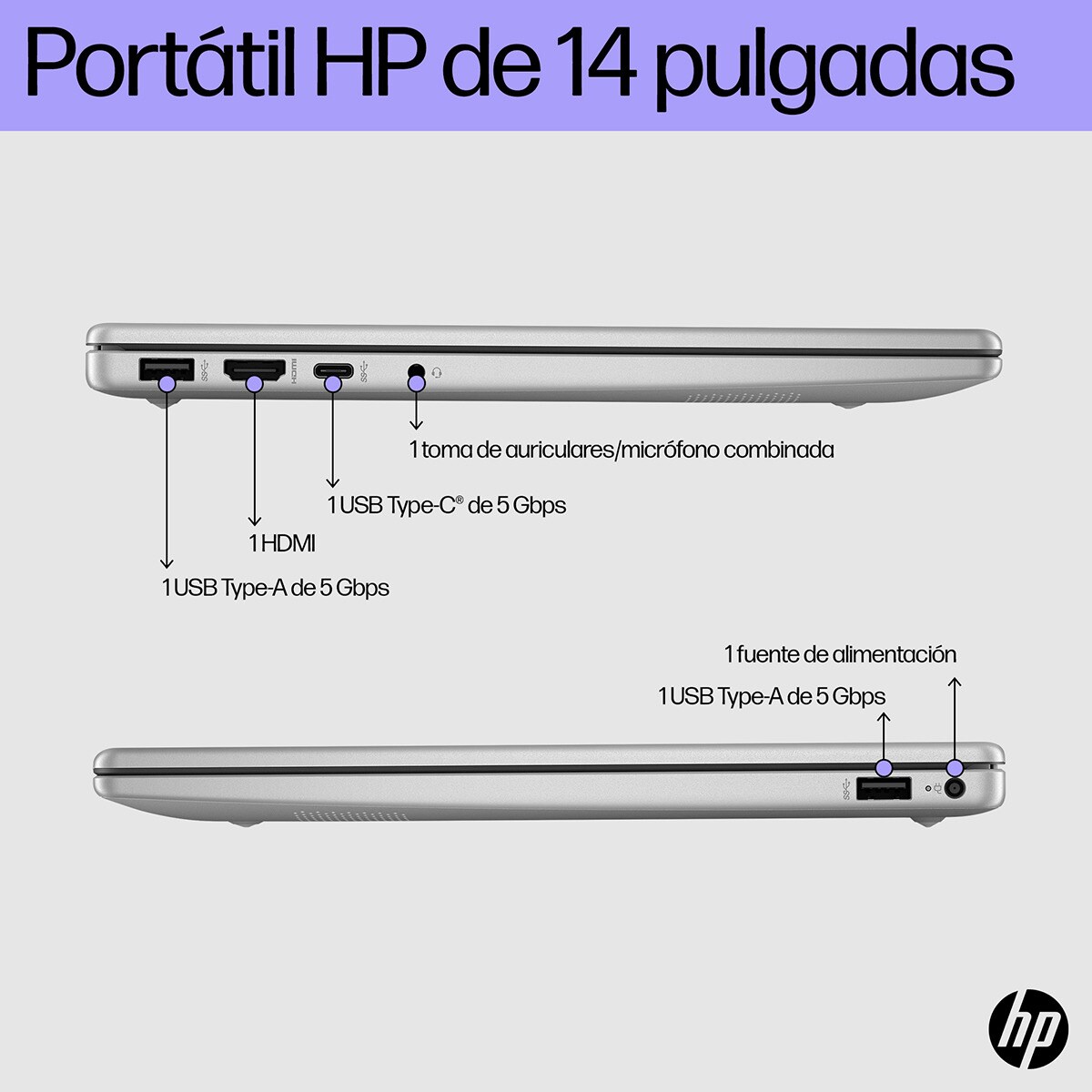 Portátil HP 14-ep0005ns, Intel Core i7-1355U, 16GB, 512GB SSD, 14", W11 ...