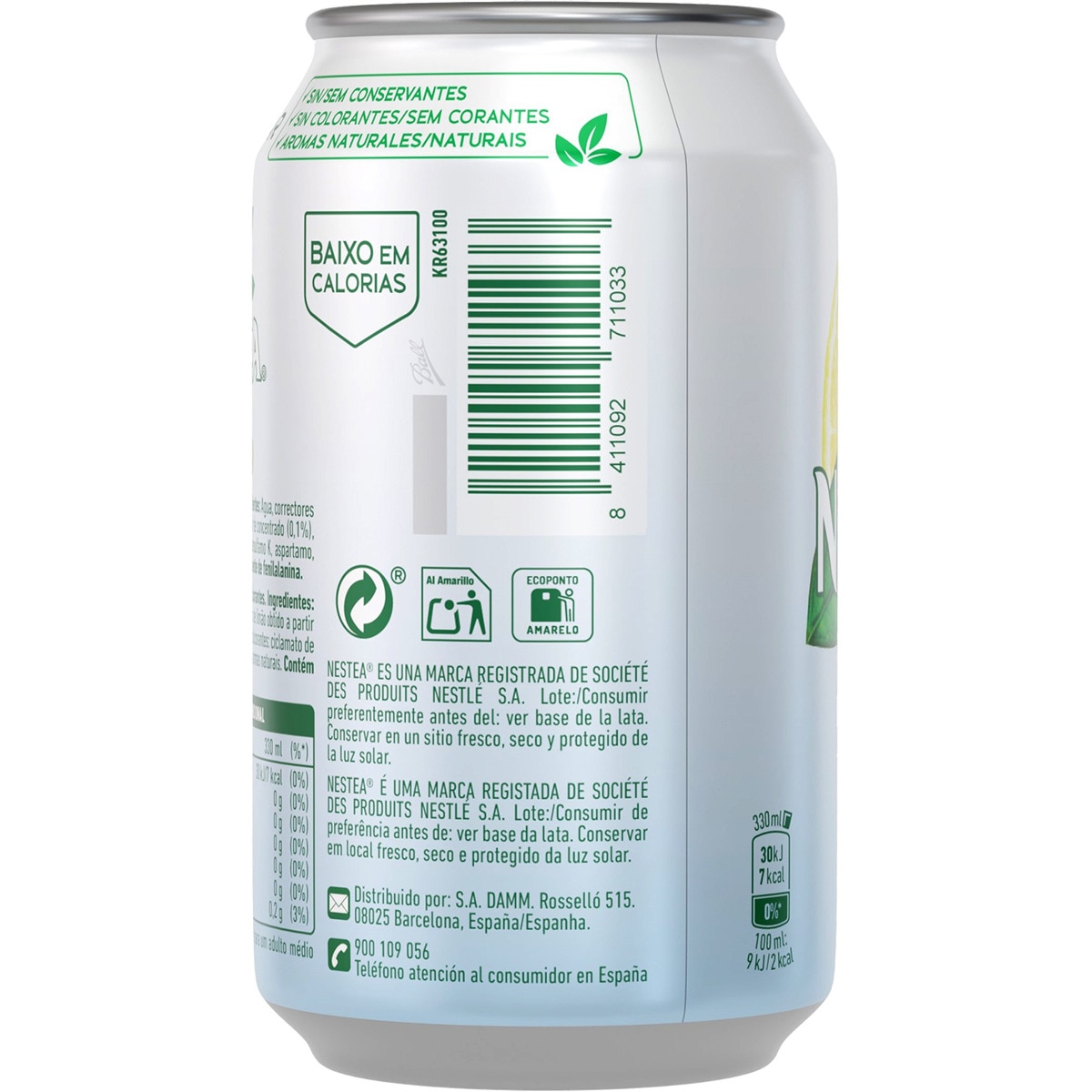 Refresco de té al limón sin azúcar lata 33 cl · NESTEA · Supermercado ...